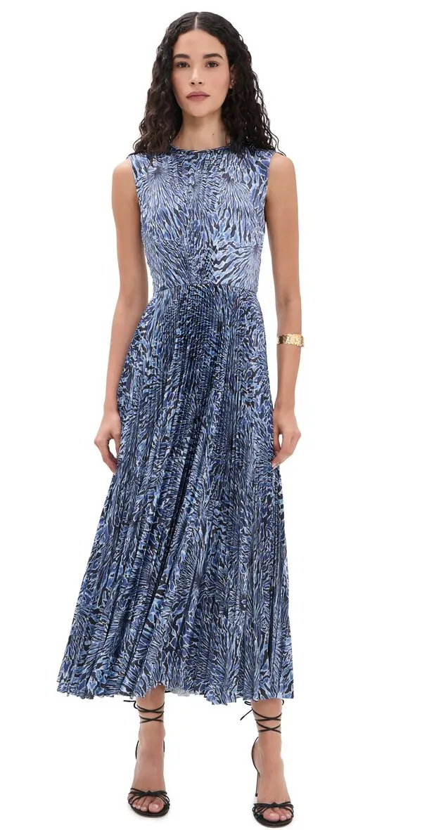 Ulla Johnson Malin Short Sleeve Satin Dress - Lapis