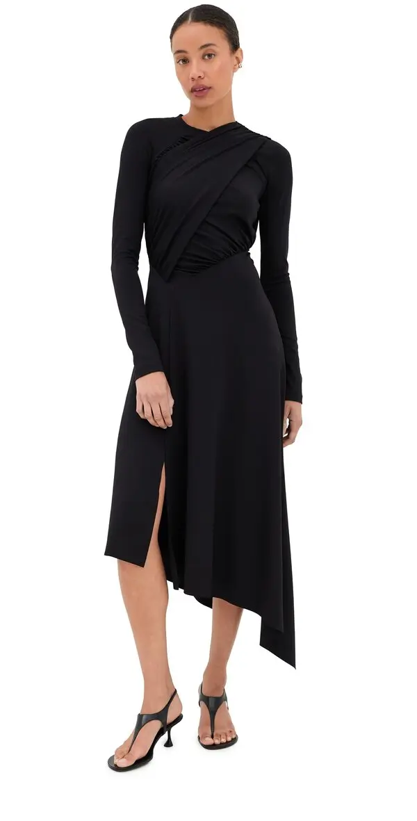 Victoria Beckham Long Sleeve Wrap Dress - Black