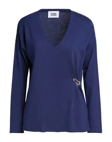 Alpha Studio Sweater Midnight Size Wool - Blue