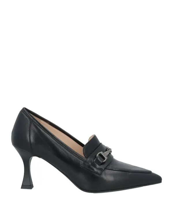 NEROGIARDINI Leather Loafers With Metal Appliqués And Pointed Toe