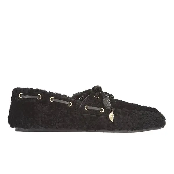 ANCIENT GREEK SANDALS Pliaria Raffia Boat Shoes - Black