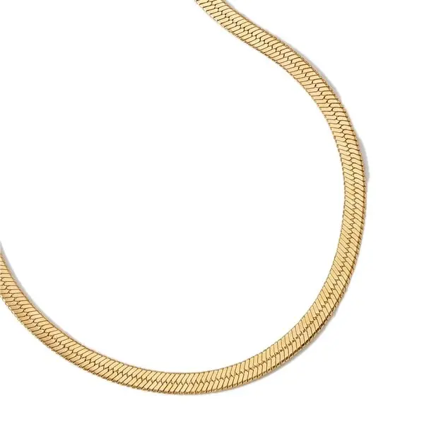 ELK & BLOOM Flat Herringbone Chain 14k Choker Necklace - Gold