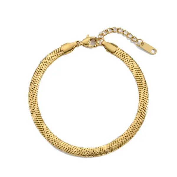 ELK & BLOOM 14k Herringbone Flat Link Bracelet - Gold