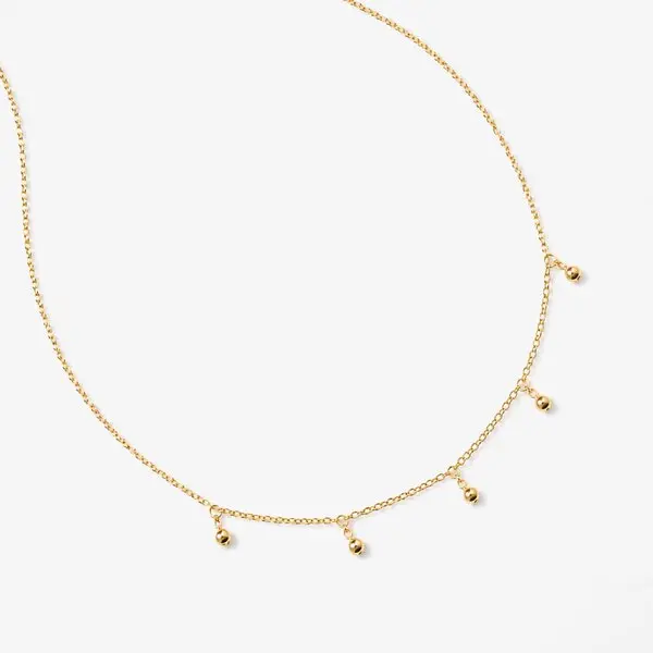 ELK & BLOOM Dainty 14k Beaded Drop Choker Necklace - Gold