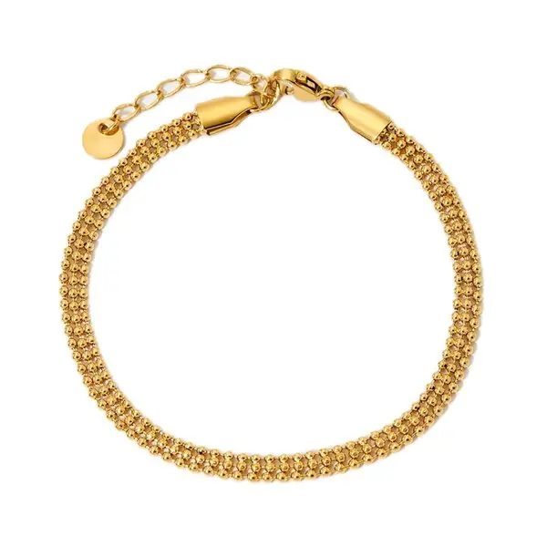 ELK & BLOOM Triple Beaded Satellite Chain 14k Link Bracelet - Gold