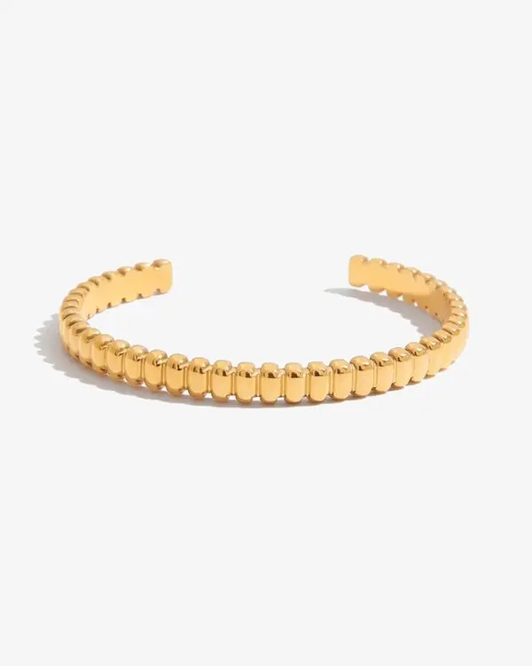 ELK & BLOOM Chunky Beaded Ribbed Band 14k Bangle