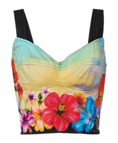Dolce & Gabbana Printed Cotton-blend Bustier - Multicolor