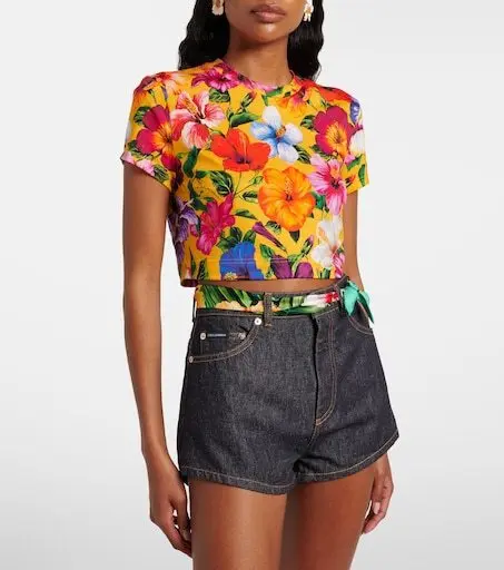 Dolce & Gabbana Floral Cotton Crop Top