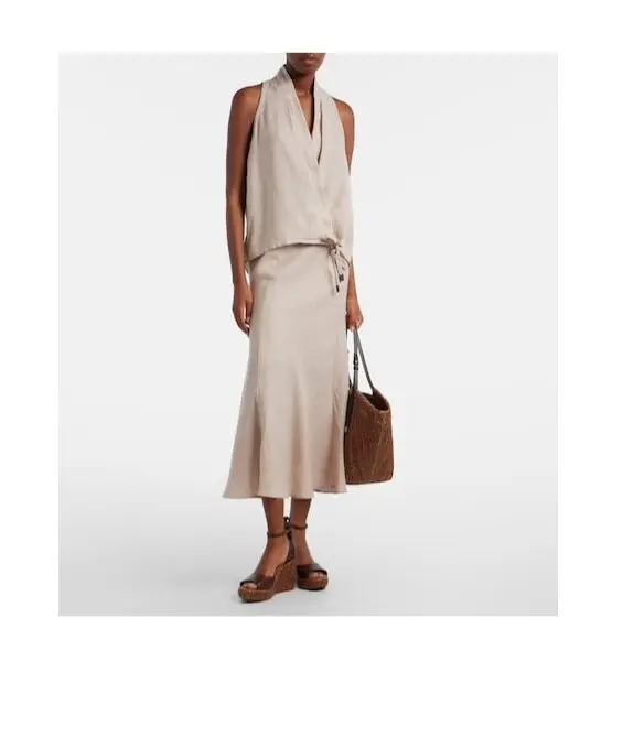 Brunello Cucinelli Leather Espadrille Wedges