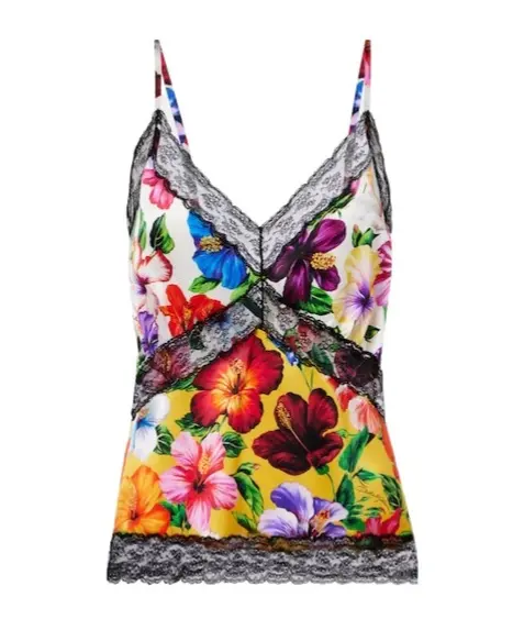 Dolce & Gabbana Floral Lace-trimmed Silk-blend Camisole - Multicolor