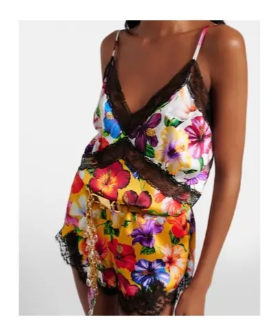 Dolce & Gabbana Floral Lace-trimmed Silk-blend Camisole