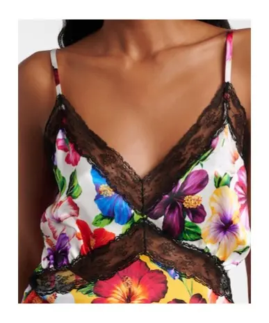 Dolce & Gabbana Floral Lace-trimmed Silk-blend Camisole