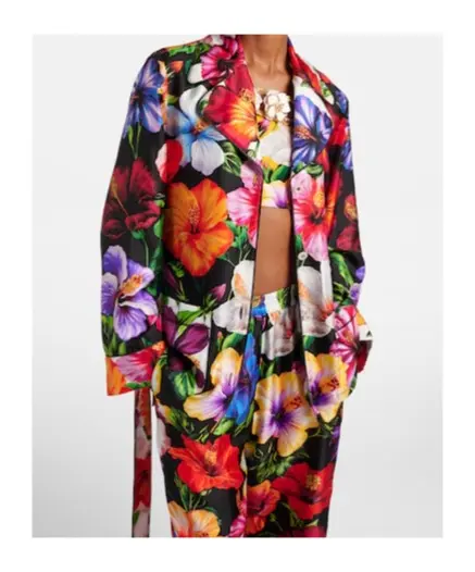Dolce & Gabbana Floral Belted Silk Shirt