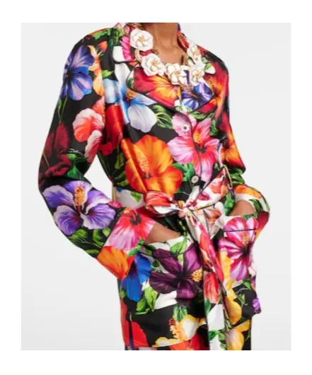 Dolce & Gabbana Floral Belted Silk Shirt