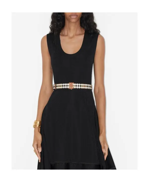 Burberry Tb Logo Buckle Check Belt