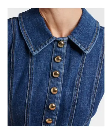SELF-PORTRAIT Broderie Anglaise Denim Mini Dress