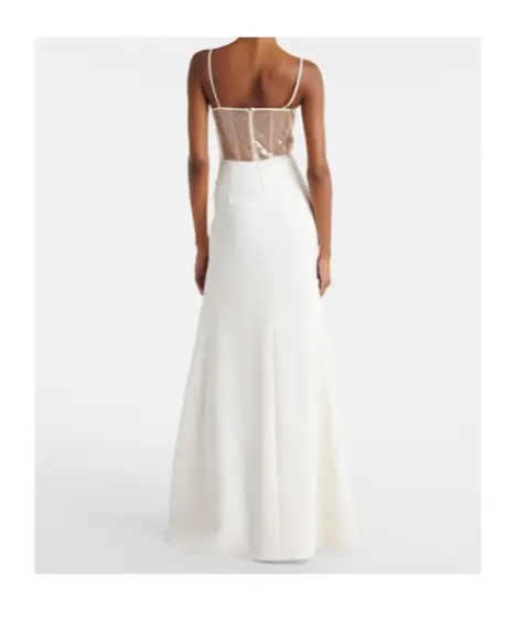 David Koma Sequined Bustier Gown With Floral Appliqu
