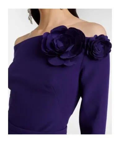 Safiyaa Jay Floral-appliqué Crêpe Midi Dress - Blue