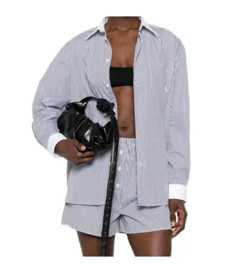 SPORTY  RICH Sporty & Rich Striped Button-up Shirt