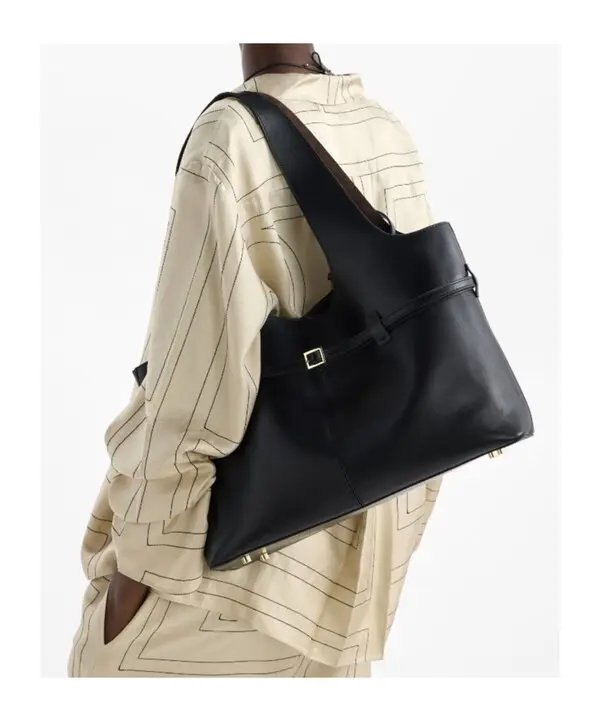 Manu Atelier Buckled Leather Shoulder Bag