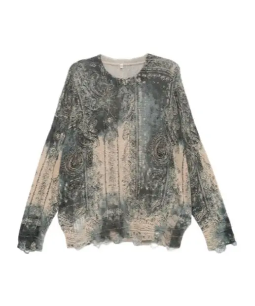 R13 Printed Boyfriend Sweater - Gray