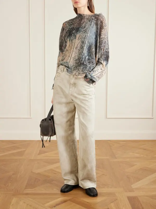 R13 Printed Boyfriend Sweater - Gray