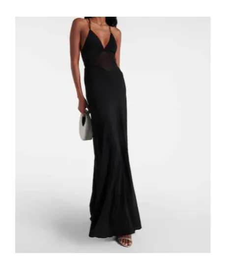 Staud Fleur Mesh-paneled Jersey Gown