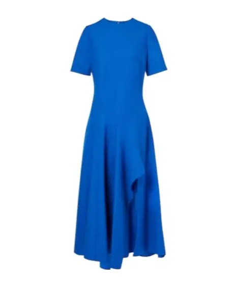 Oscar De La Renta Draped Wool-blend Midi Dress - Blue