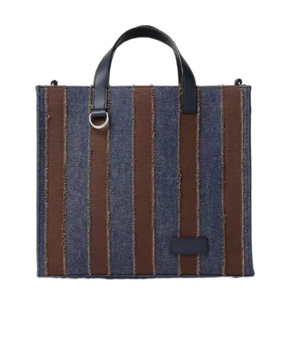 Fendi Pequin Striped Denim Tote Bag - Multicolor