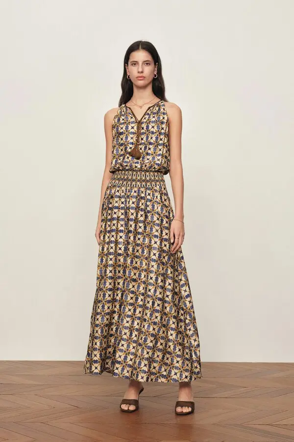 Fabrique Jocelyn Sleeveless Dress In Crinkled Silk Blend - Multicolor