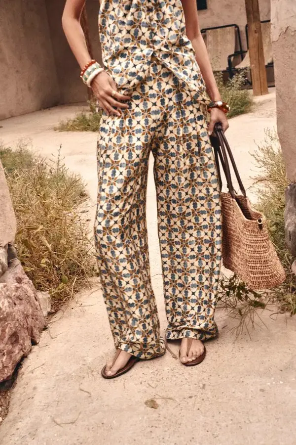 Fabrique Jorien Drape Pants In Crinkled Silk Blend - Multicolor