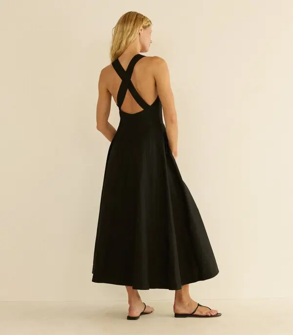 DÔEN Rosetta Halterneck Maxi Dress With Criss-cross Back