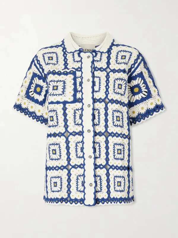 ALEMAIS Dolly Crochet Cotton Shirt - Blue