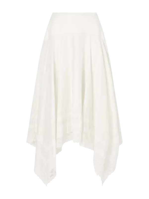 Staud Ainsley Lace-trimmed Cotton-voile Maxi Skirt - Neutrals
