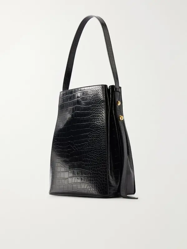 AMANU Somalia Croc-effect Leather Shoulder Bag - Black