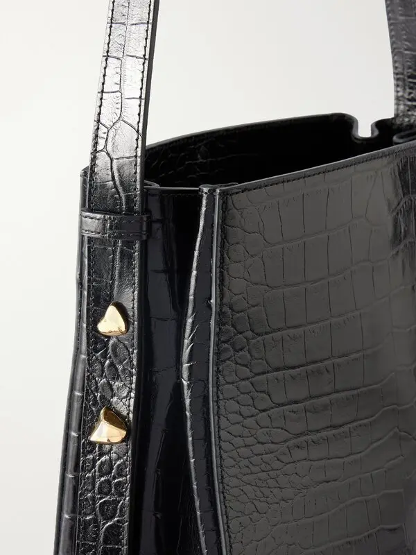 AMANU Somalia Croc-effect Leather Shoulder Bag - Black