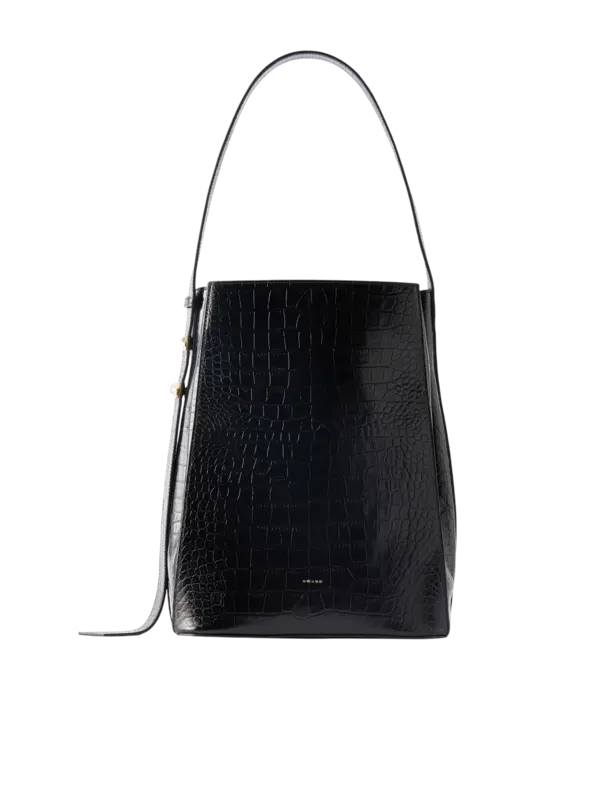 AMANU Somalia Croc-effect Leather Shoulder Bag - Onyx
