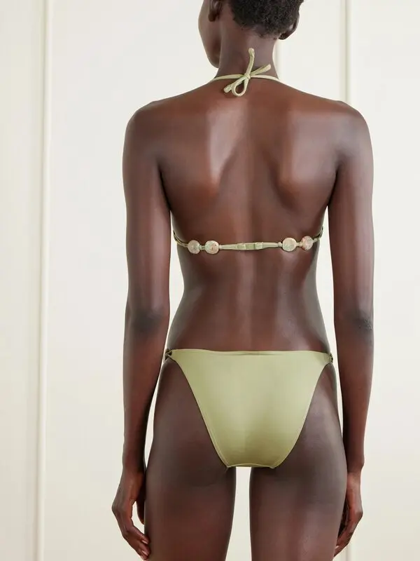 ERES Farrah Bikini Bottom With Stone Bead Embellishments - Green
