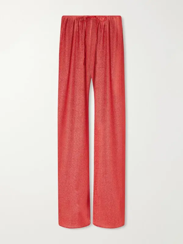 Oseree Lumière Metallic Lurex Wide-leg Pants - Red