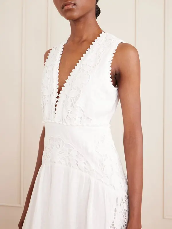 Farm Rio Embroidered Linen Midi Dress