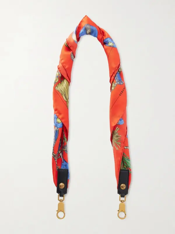 Versace Medusa Embellished Silk-twill Bag Strap - Red