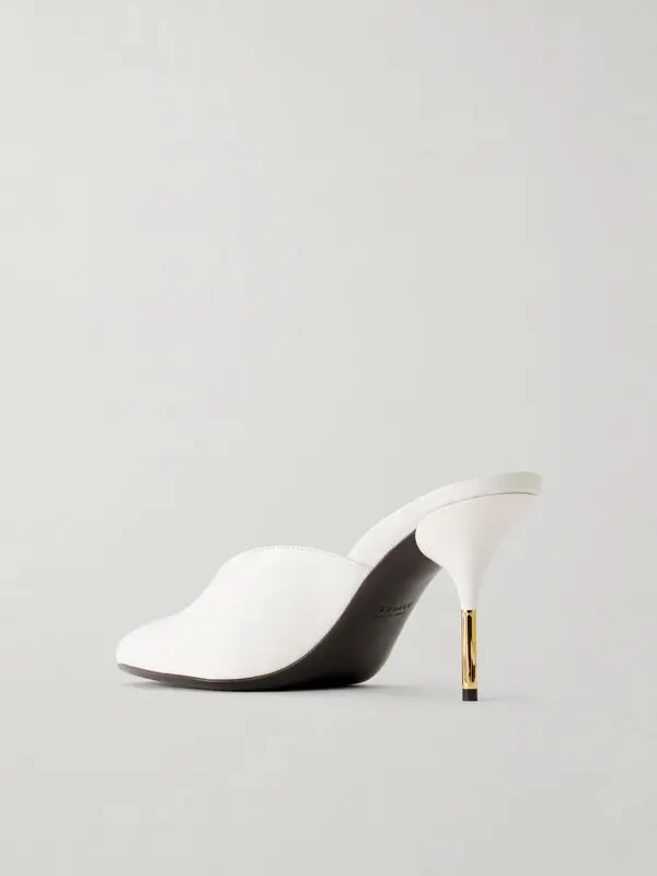 Versace Nyx Leather Mules With Metal Tip - White