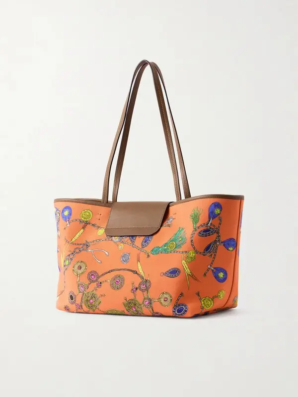 Versace Vivian Printed Leather-trimmed Canvas Tote
