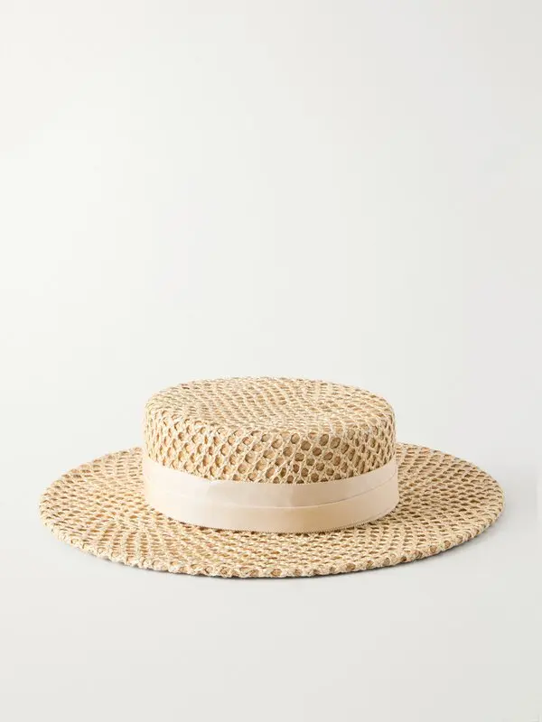 GIGI BURRIS MILLINERY Marion Grosgrain-trimmed Raffia Sunhat
