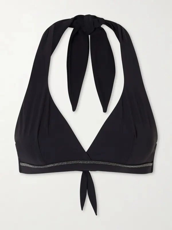 Brunello Cucinelli Embellished Triangle Bikini Top - Black