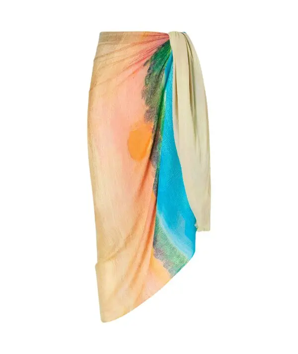 DONDE ESTEBAN Formentera Fringed Printed Cotton-blend Pareo - Yellow