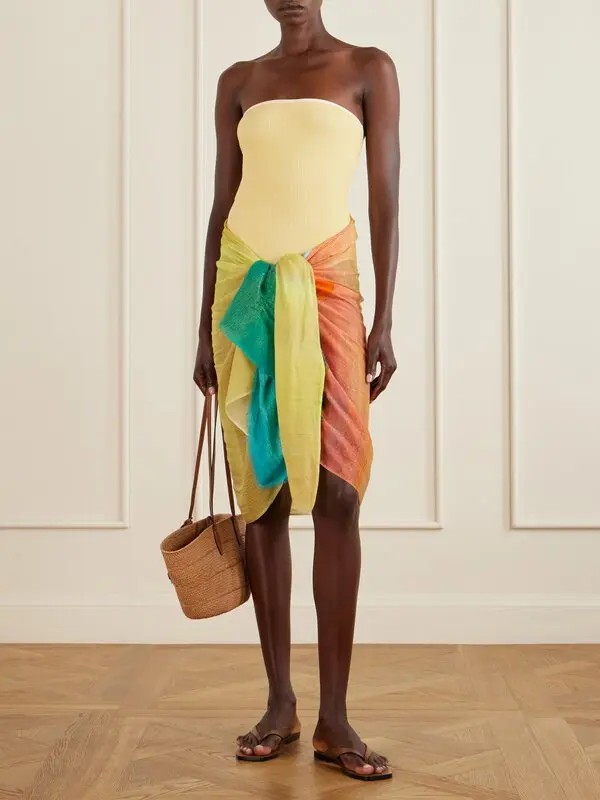DONDE ESTEBAN Formentera Fringed Printed Cotton-blend Pareo - Yellow
