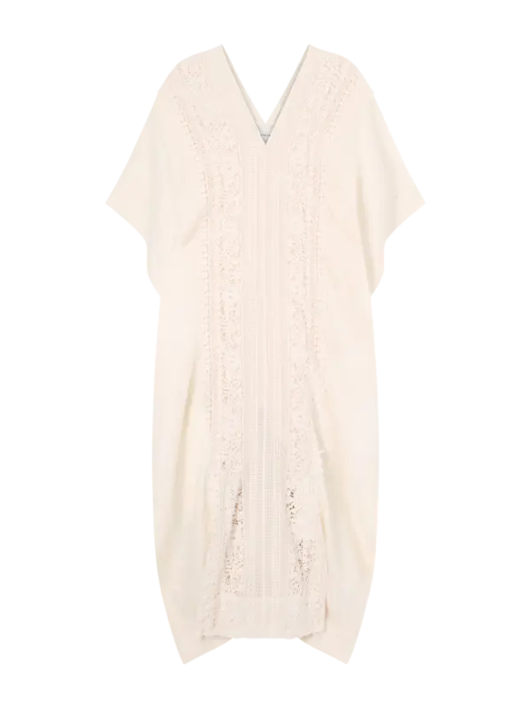Miguelina Brea Floral-embroidered Linen Coverup - Neutrals