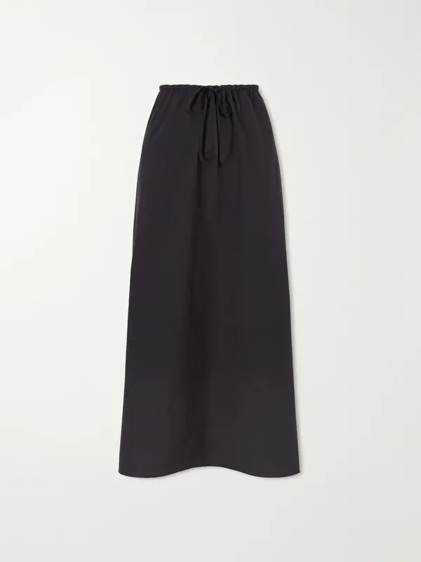 Matteau Organic Cotton-poplin Drawstring Midi Skirt - Black
