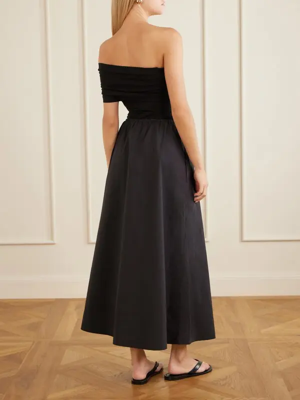 Matteau Organic Cotton-poplin Drawstring Midi Skirt - Black